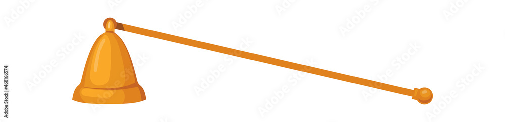 Cartoon candle snuffer. Gold safety tool replacing blowing out candles ...