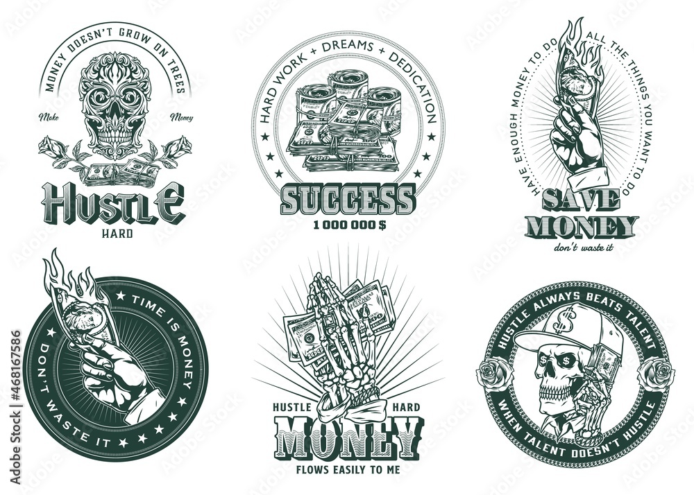 Money vintage emblems Stock Vector | Adobe Stock
