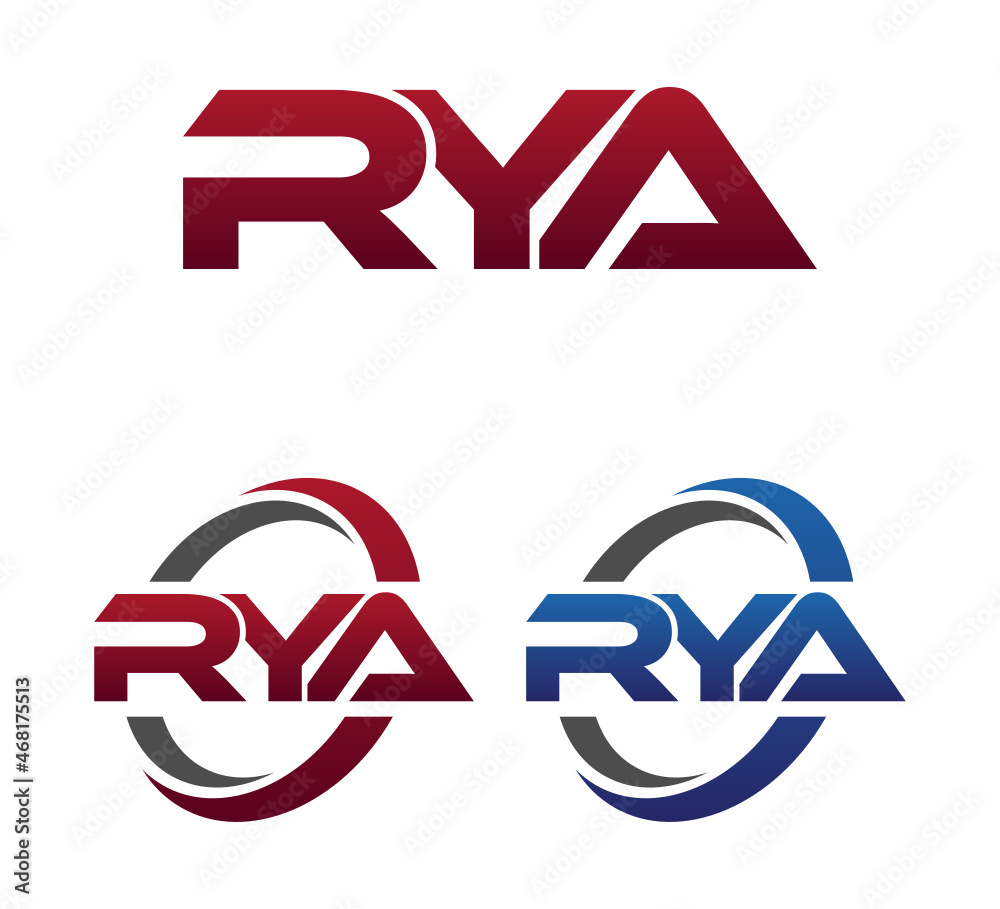 Modern 3 Letters Initial logo Vector Swoosh Red Blue RYA Stock Vector ...