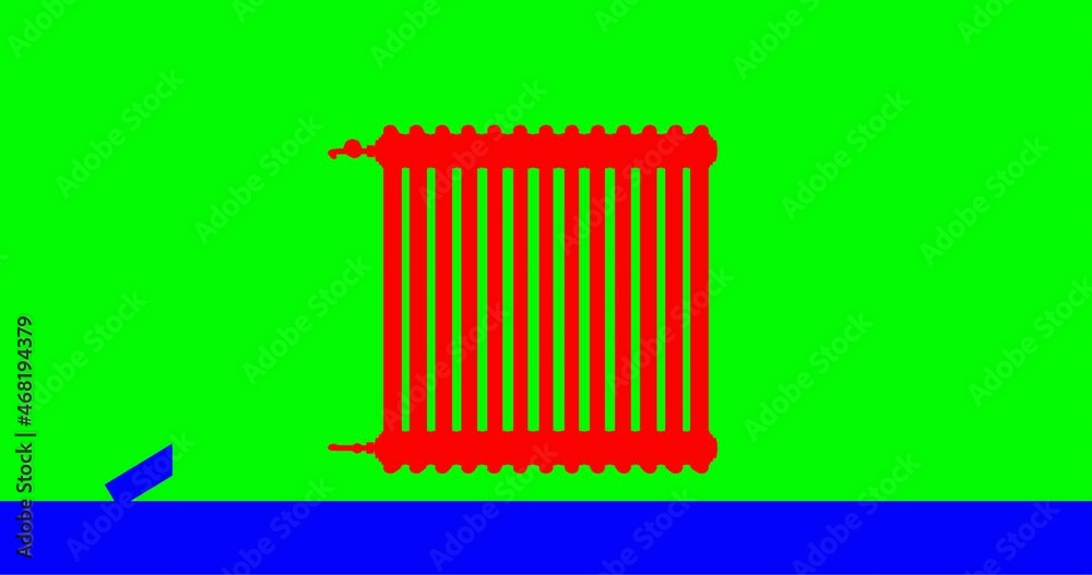 Classic Radiator with arrow in front of background as animation with ...