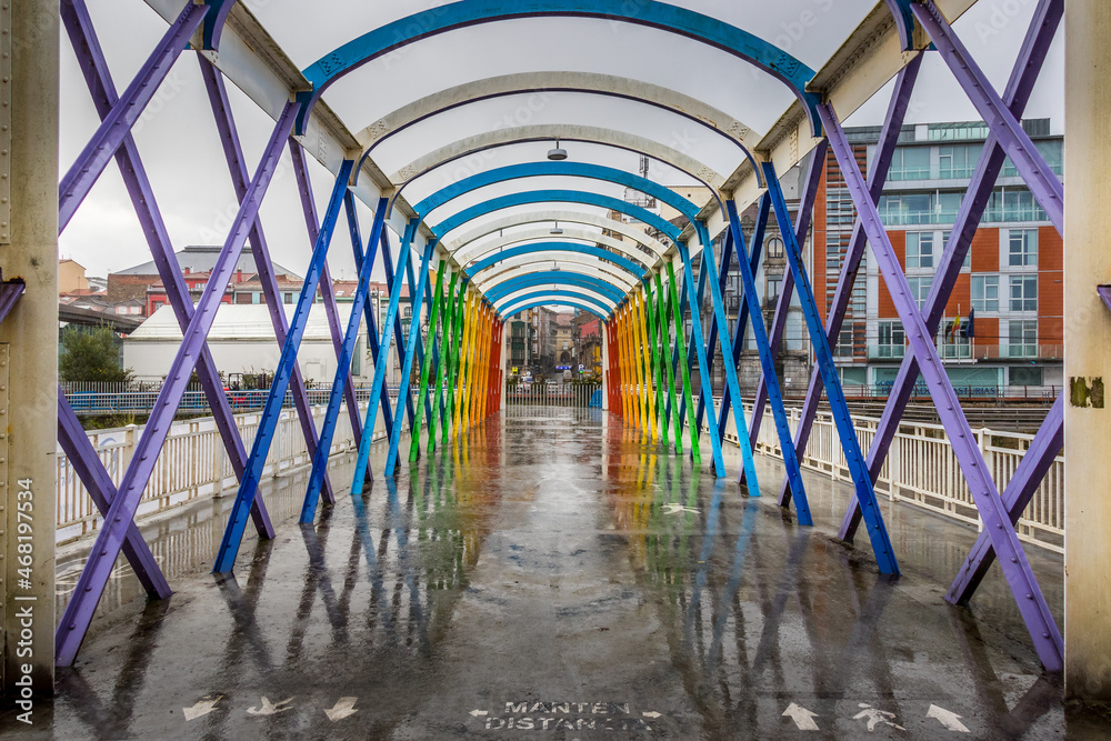 Rainbow Bridge in Aviles, crossinf the river to the Niemeyer center ...