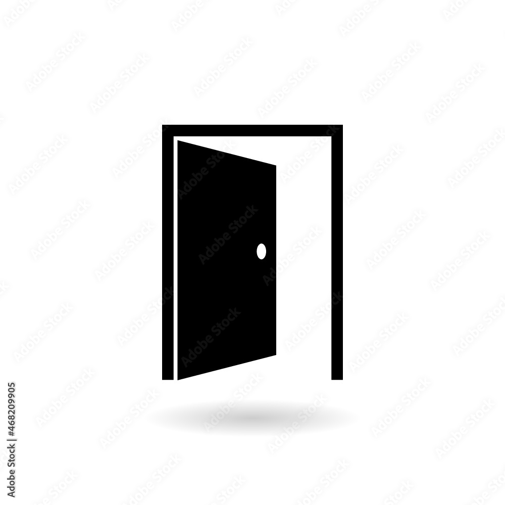 Doors open icon with shadow isolated on white background Stock Vector ...