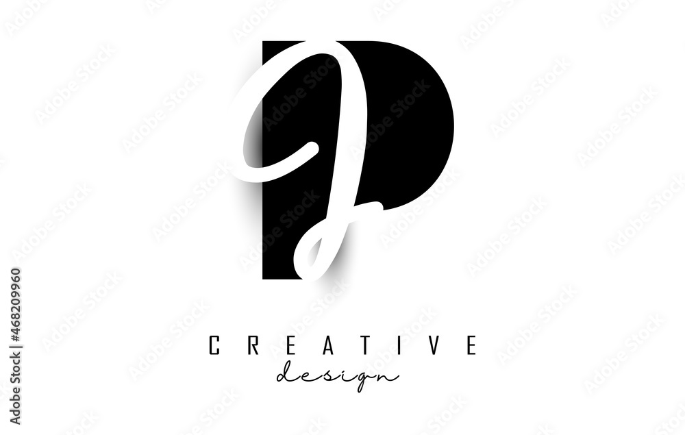 Letters PJ Logo with a minimalist design. Letters P and J with ...
