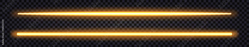 Laser neon light stick, glowing yellow beam, fluorescent LED effect ...