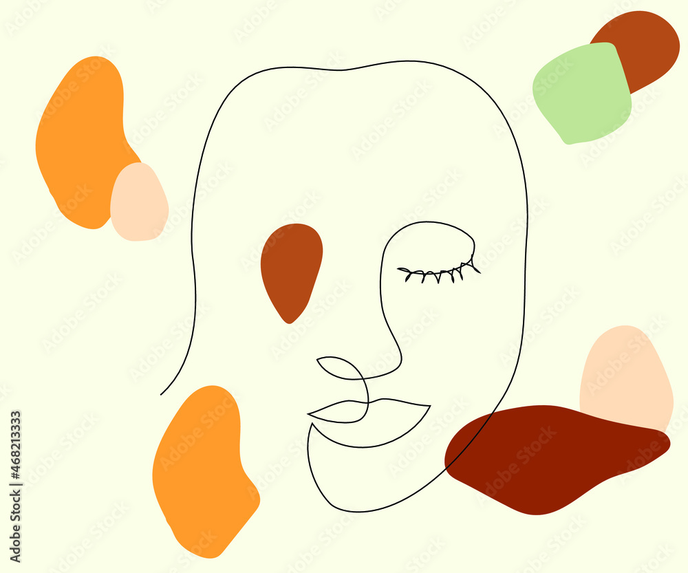 Simple Stylish Lined art with Modern Abstract Portrait Face Art One ...