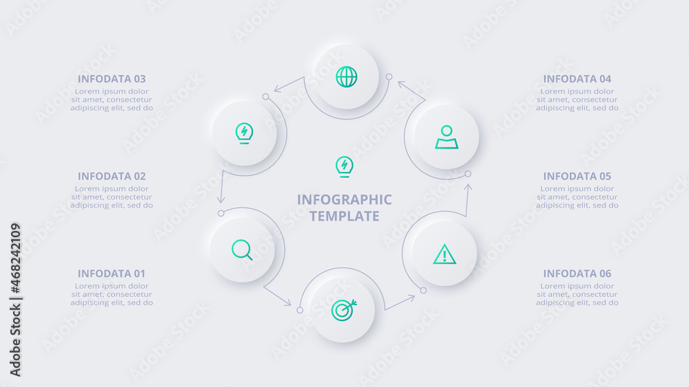 Neumorphic flow chart infographic. Creative concept for infographic ...