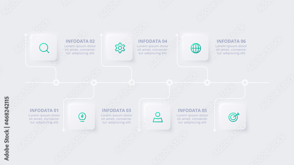 Neumorphic flow chart infographic. Creative concept for infographic ...
