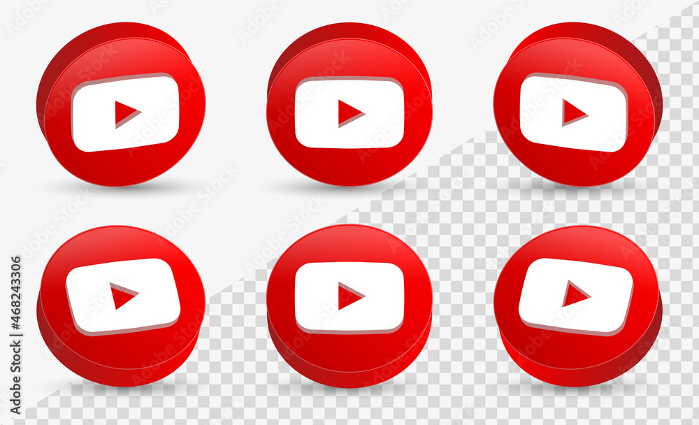 3D Youtube logo, youtube subscribe circle button icon 3d, popular ...