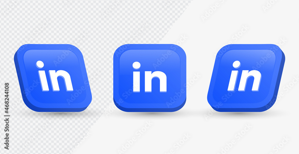 3d linkedin logo in modern square for popular social media icons ...