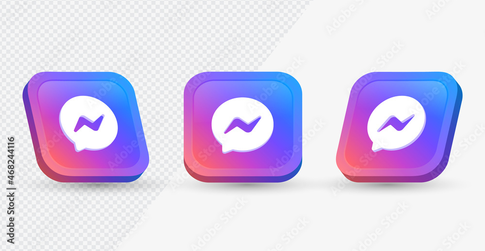 3d messenger logo in modern square for popular social media icons ...