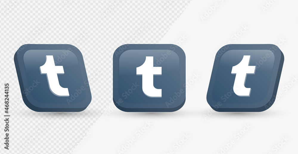 3d tumblr logo in modern square for popular social media icons buttons ...