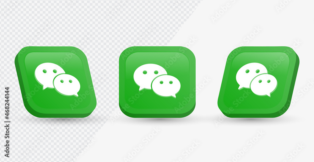3d wechat logo in modern square for popular social media icons buttons ...