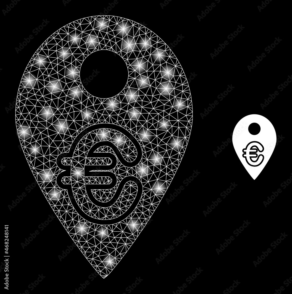 Glossy polygonal mesh web euro map marker icon with glare effect on a ... Glossy polygonal mesh web euro map marker icon with glare effect on a ...