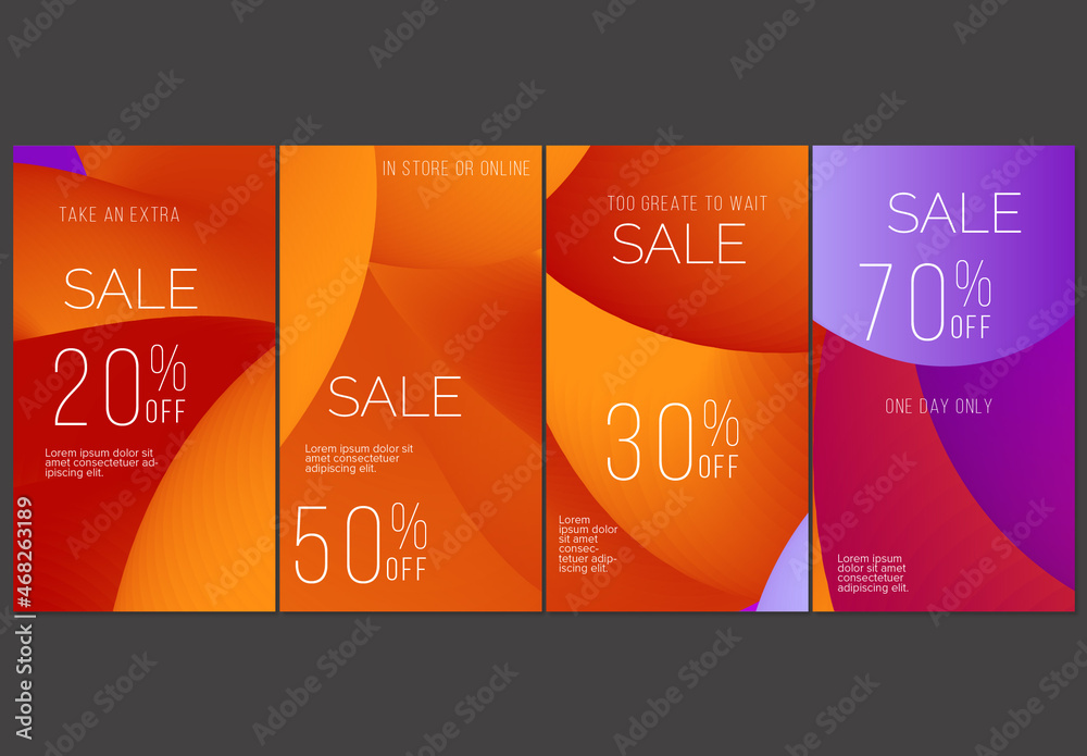 Social Media Post Layout with Bright Fluid Gradient Shapes Stock ...