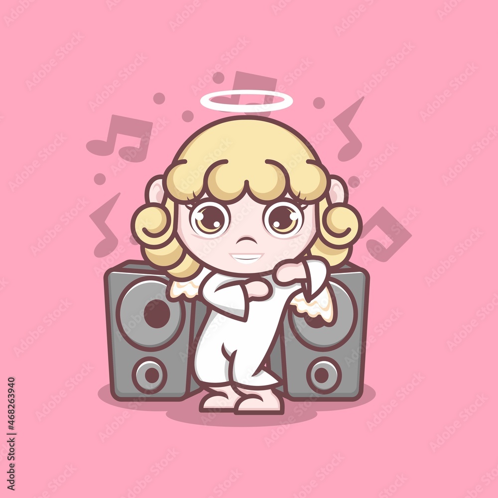 cute cartoon angel dancing. vector illustration for mascot logo or ...