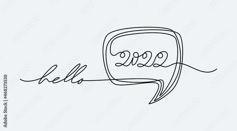 Hello new year 2022 logo text design. 2022 year number one continuous ...