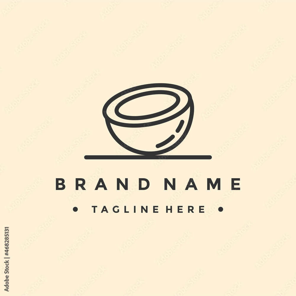 Vector design elements and icons in linear style - coconut milk ...