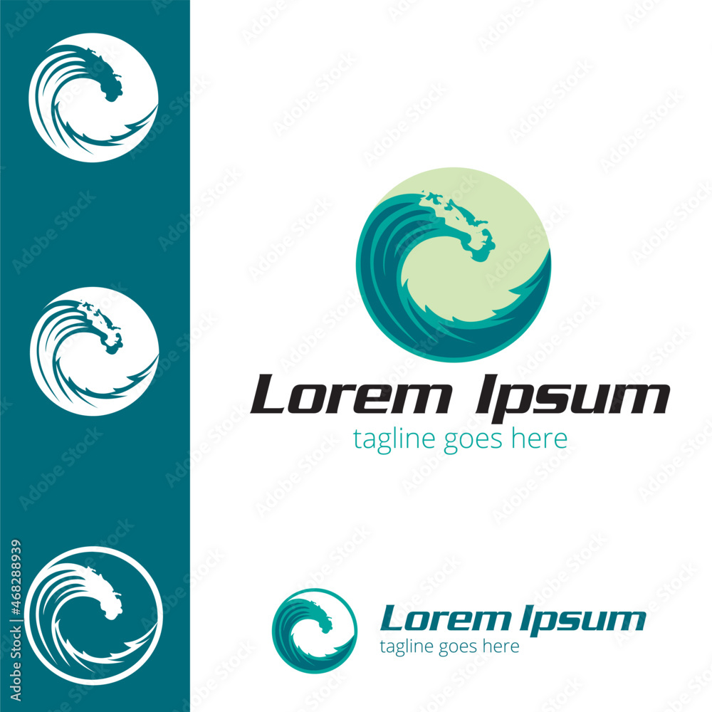 Tidal Wave symbol, Tsunami concept emblem in vector format for identity ...