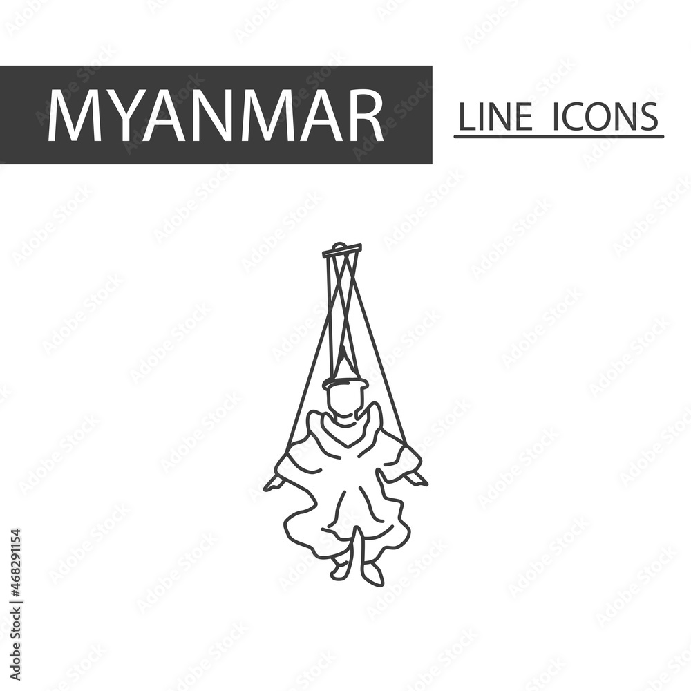 Yoke Thay Myanmar icon. The icons as Myanmar signature in black lines ...