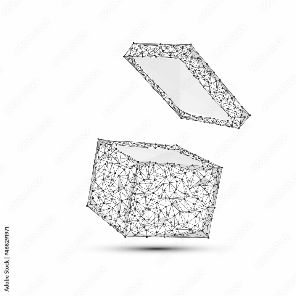 Geometric polygonal shape black vector of gift box. Consisting of ...