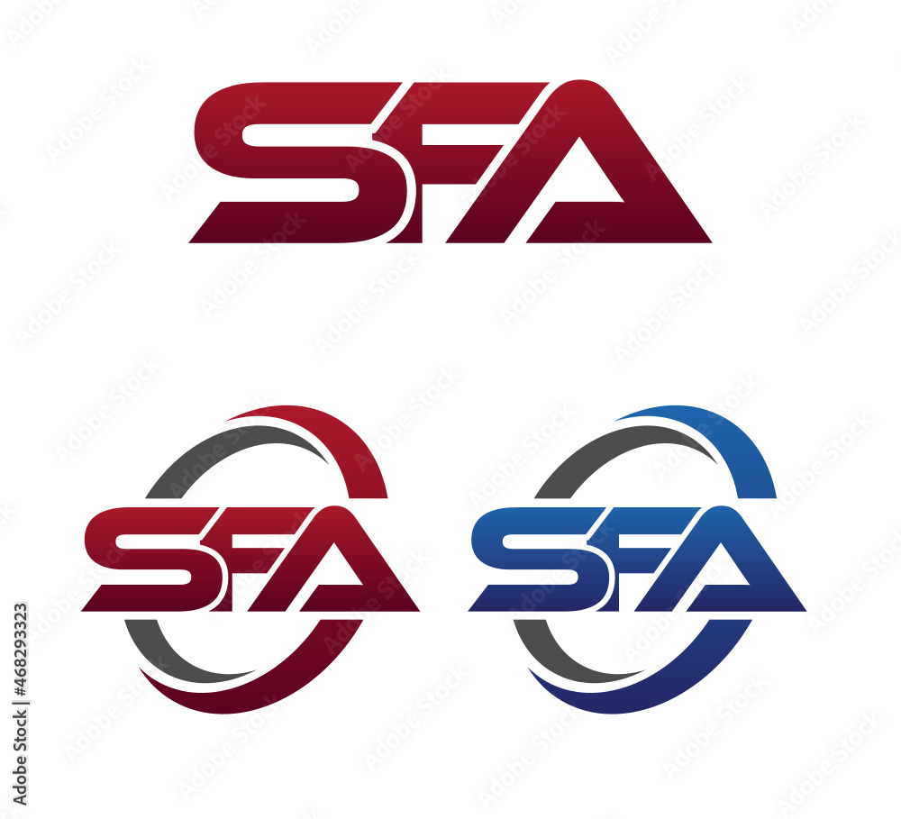 Modern 3 Letters Initial logo Vector Swoosh Red Blue SFA Stock Vector ...