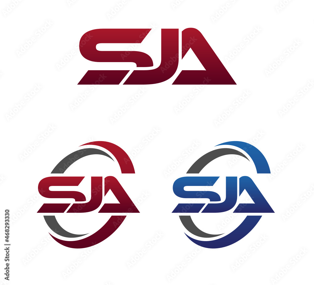 Modern 3 Letters Initial logo Vector Swoosh Red Blue SJA Stock Vector ...