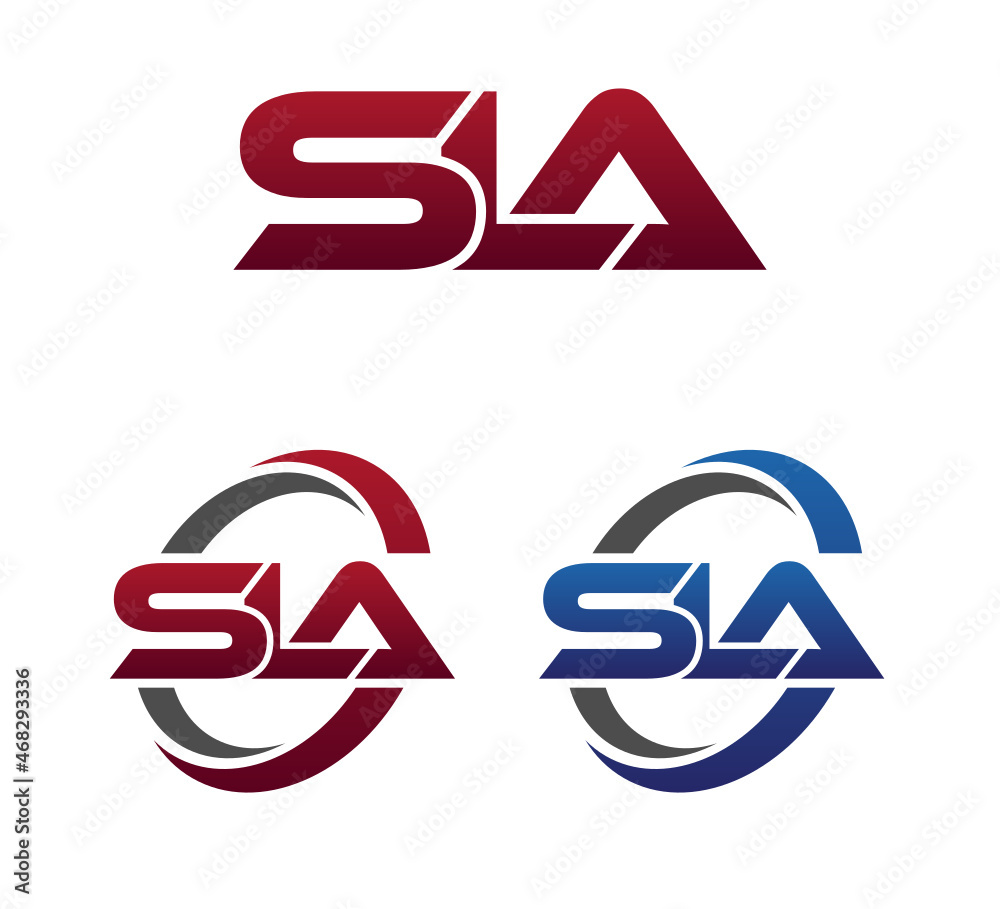 Modern 3 Letters Initial logo Vector Swoosh Red Blue SLA Stock Vector ...