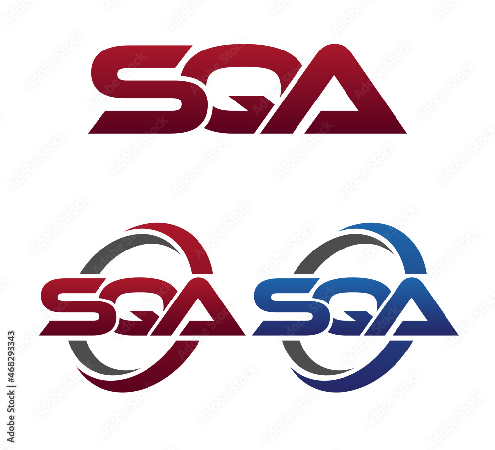 Modern 3 Letters Initial logo Vector Swoosh Red Blue SQA Stock Vector ...