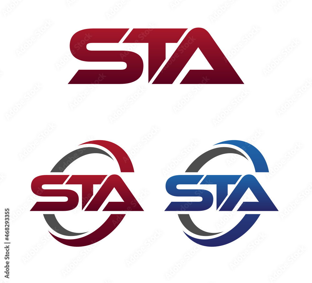 Modern 3 Letters Initial logo Vector Swoosh Red Blue STA Stock Vector ...