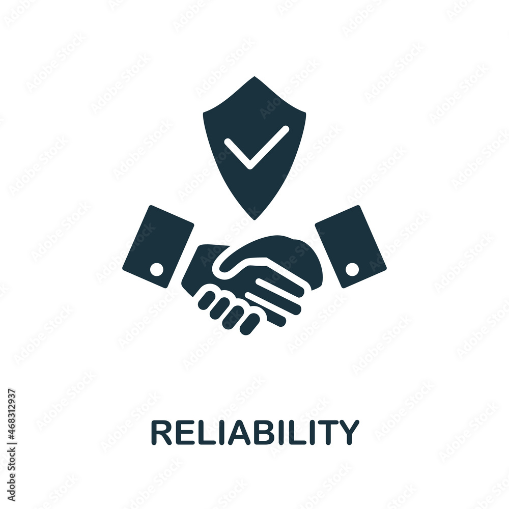 Reliability icon. Monochrome simple element from core value collection ... Reliability icon. Monochrome simple element from core value collection ...