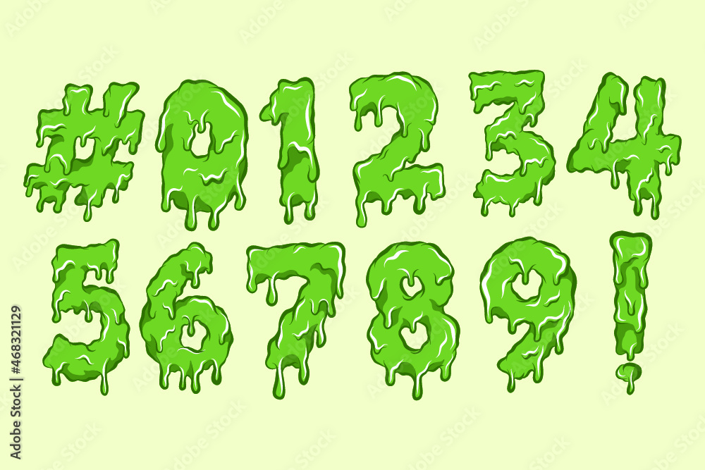 Grime Numbers, Melted Number, Zombie number Stock Vector | Adobe Stock