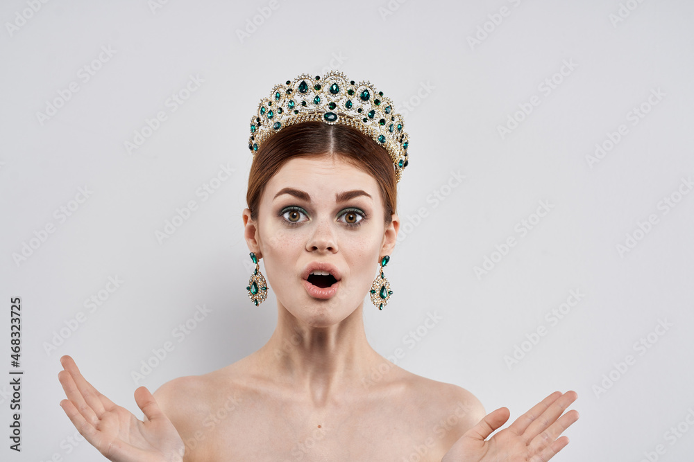 Princess with a crown on her head makeup model close-up lifestyle Stock ...