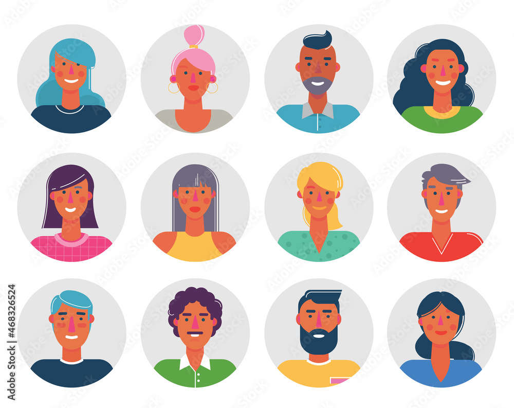 Vector set of material cartoon avatars. Characters for web Stock Vector ...