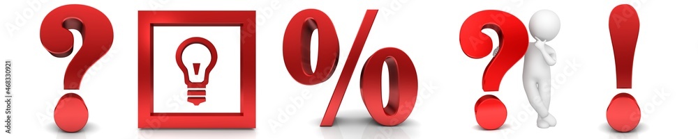 Question mark red exclamation point percent sign percentage sale ...