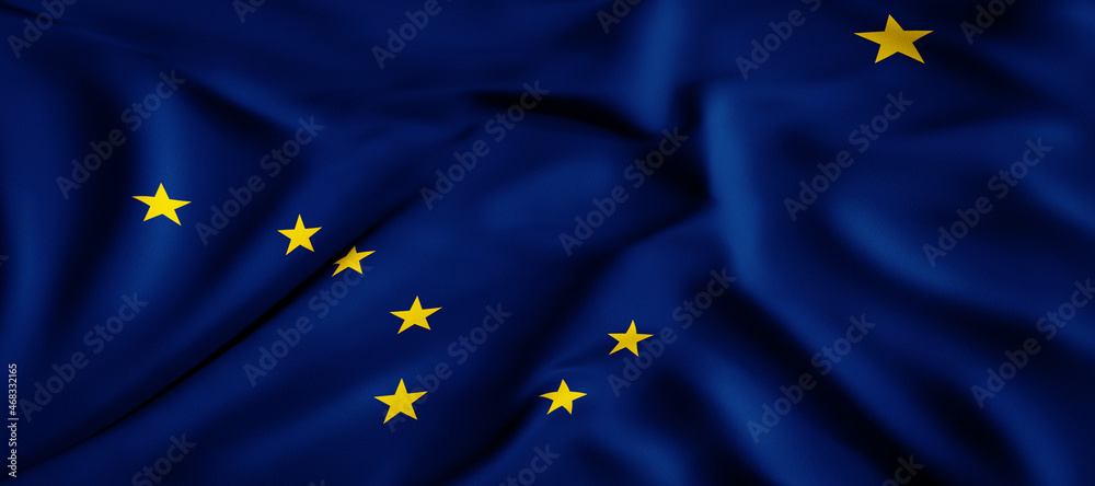 Waving flag concept. National flag of the US State of Alaska. Waving ...