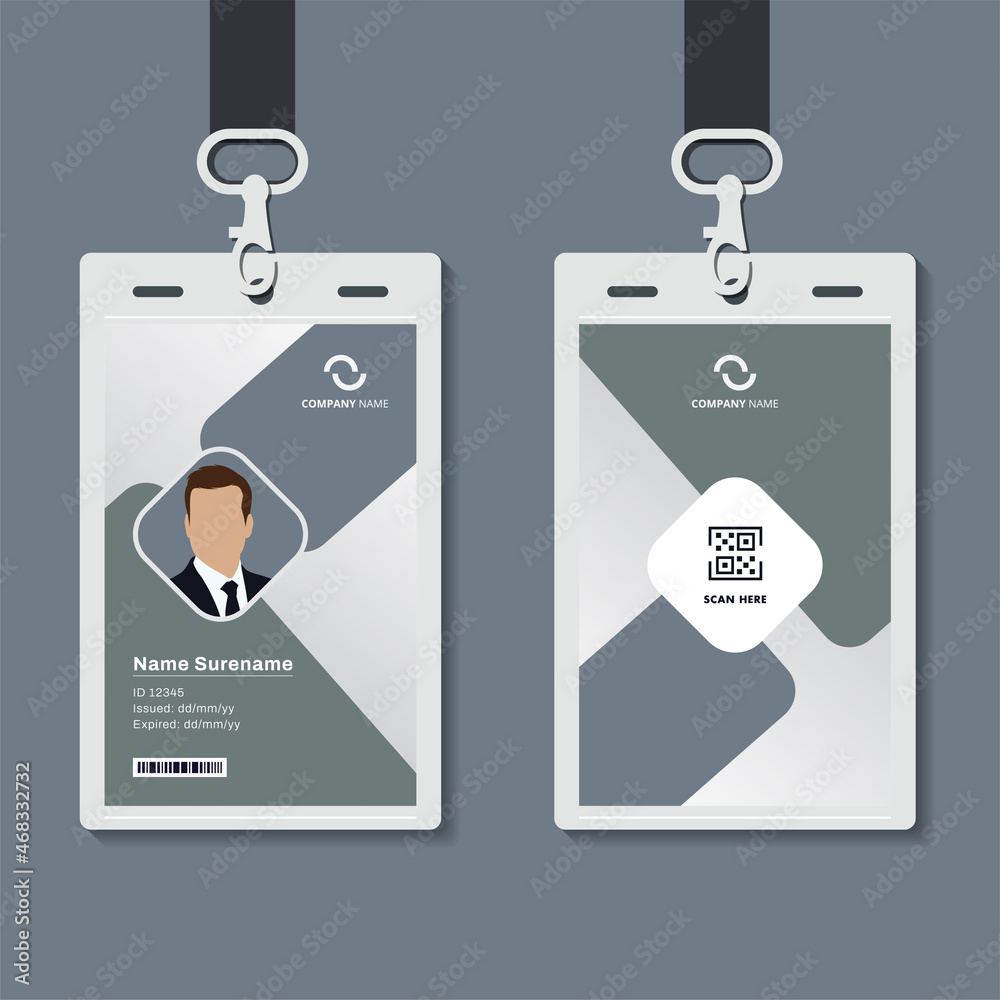 modern identity card design for corporate with mockup. minimal grey ID ...