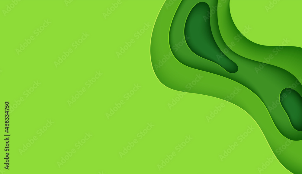 Abstract green background in paper cut style. 3d layout wallpaper cut ...