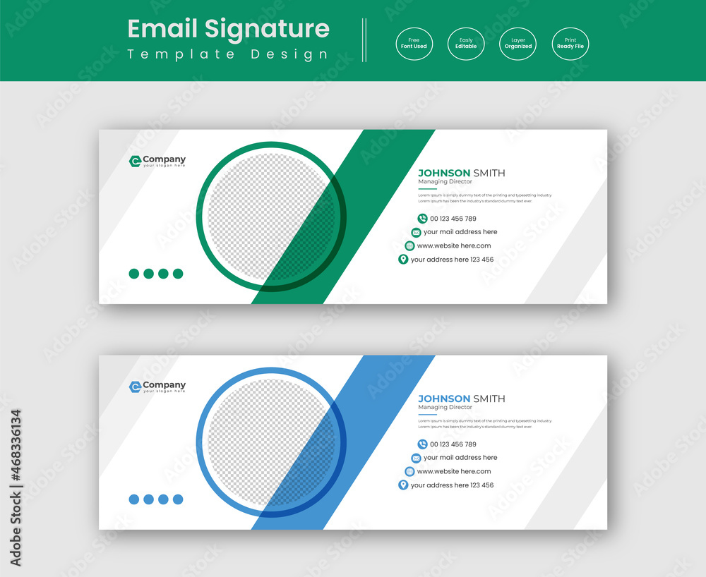 Email signature template or email footer and personal social media ...