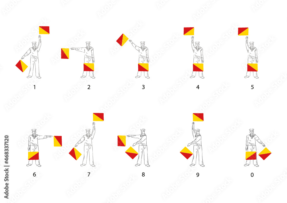 Semaphore flags sailor numbers Stock Vector | Adobe Stock