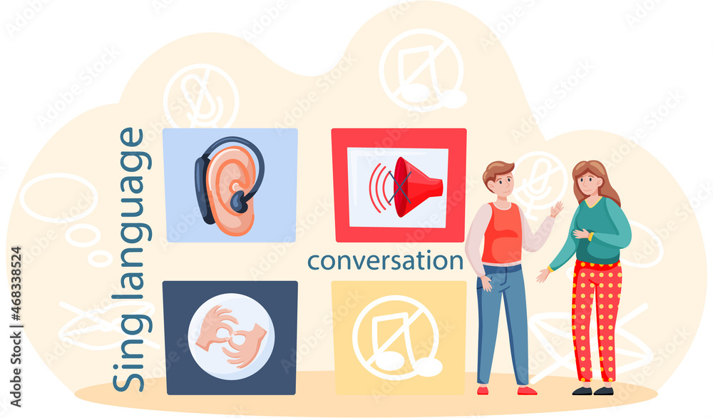 Sign language conversation modern teaching method. Education for people ...