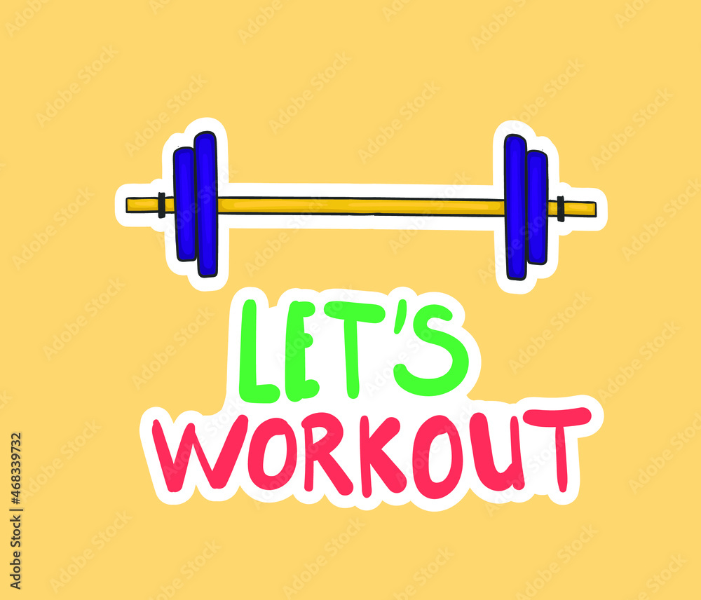Colorful Hand drawn workout stickers collection Stock Vector | Adobe Stock