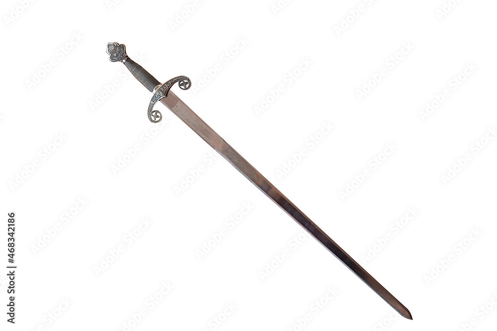 Antique spanish sword of medieval period isolated on white background ...