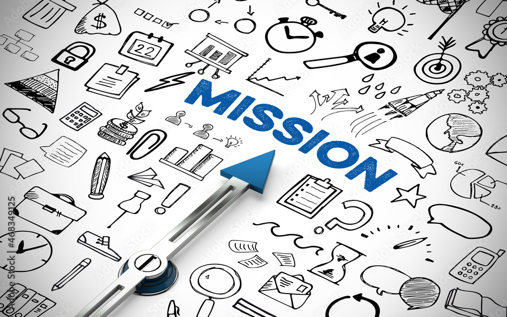 Mission Konzept mit Kompass und Icons Stock Illustration | Adobe Stock