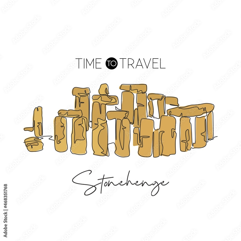 One continuous line drawing Stonehenge site landmark. World iconic ...