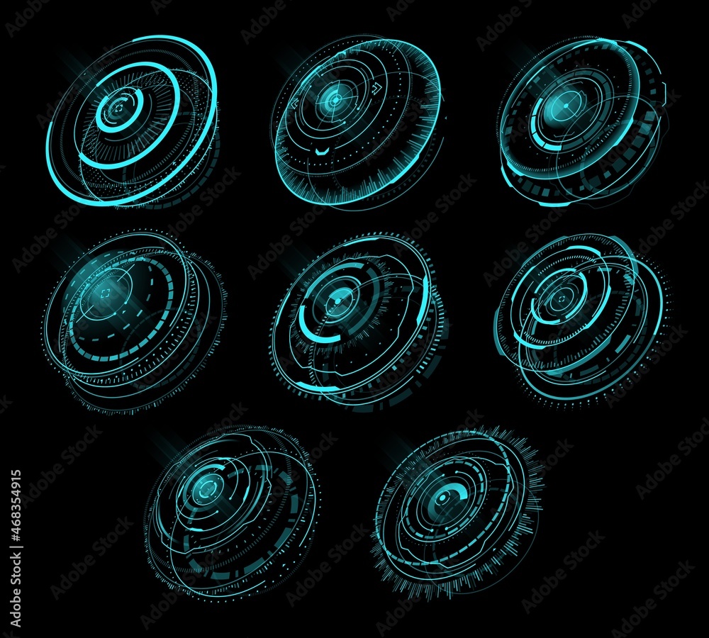 HUD futuristic circular panels with infographics visual data. Sci fi ... HUD futuristic circular panels with infographics visual data. Sci fi ...