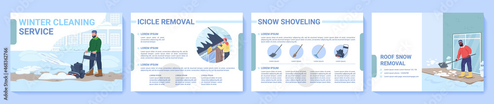 Winter snow cleaning services flat vector brochure template. Flyer ...