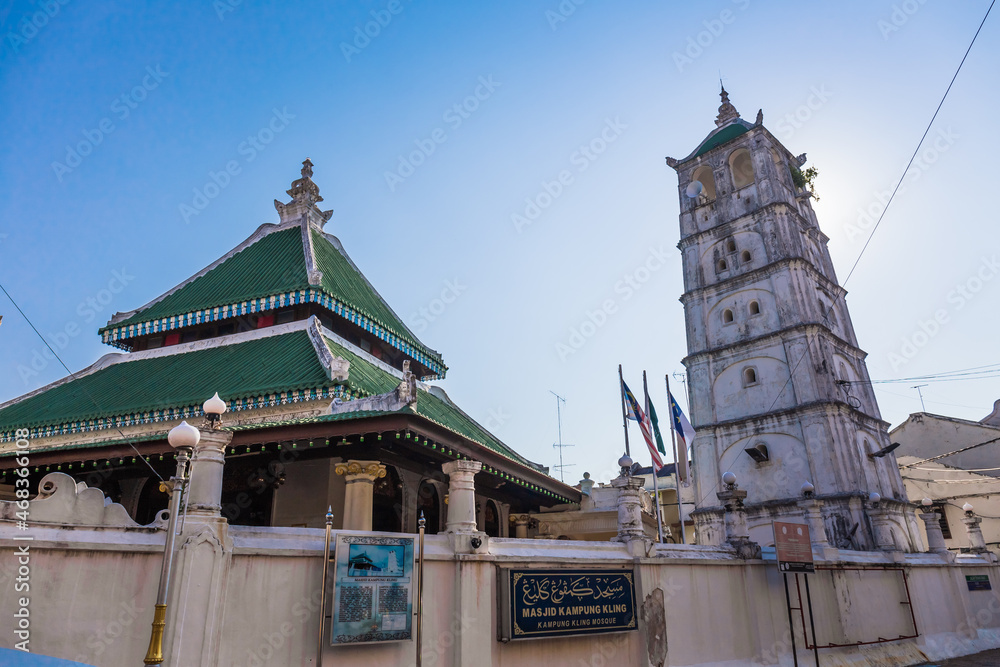 The oldest mosques in Malacca, Malaysia. The Kampung Kling mosque ...