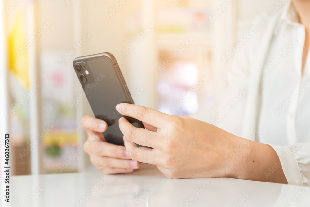 using cell phone hand holding mobile texting message contact us ...