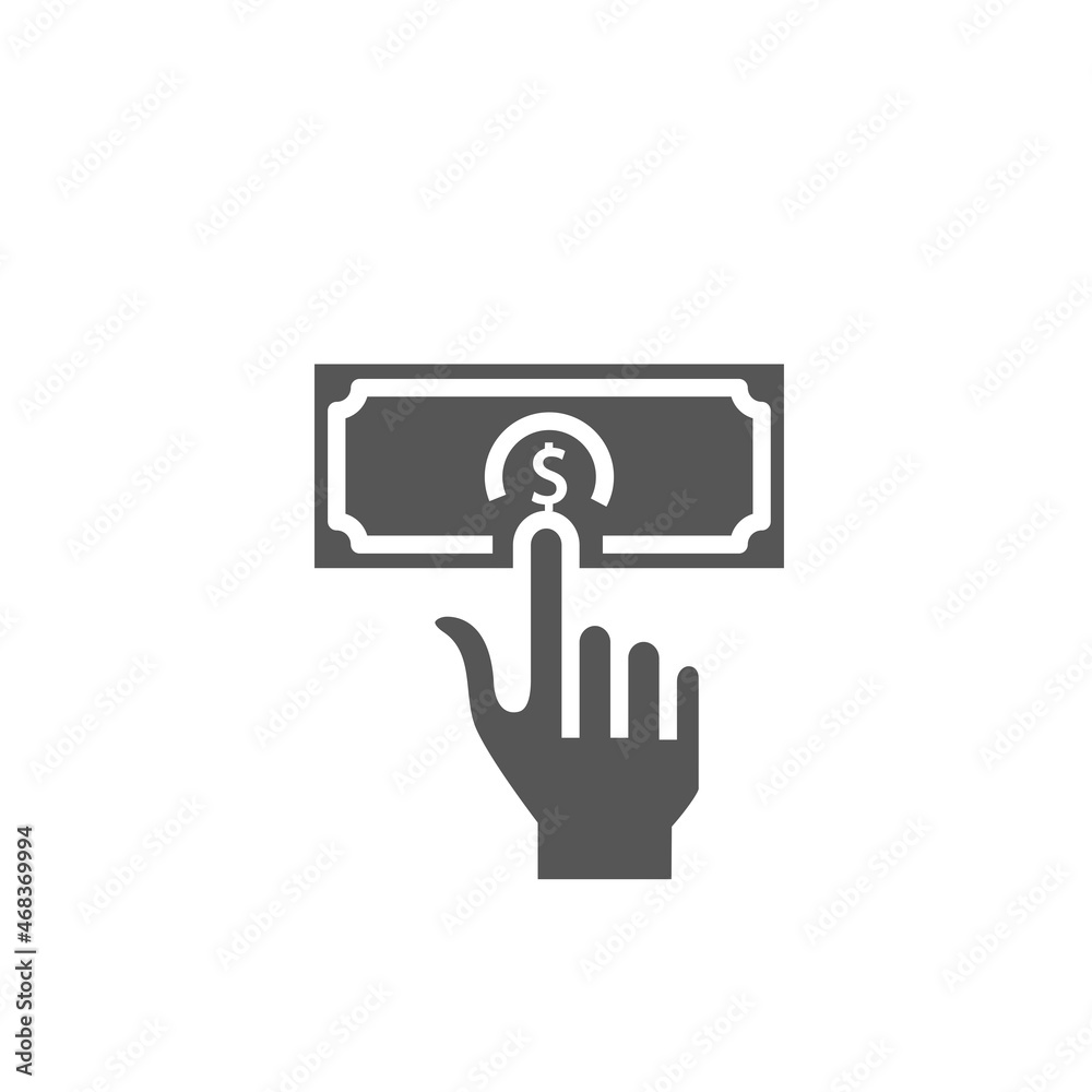 Hand click dollar icon isolated on white background. Trendy hand click ...