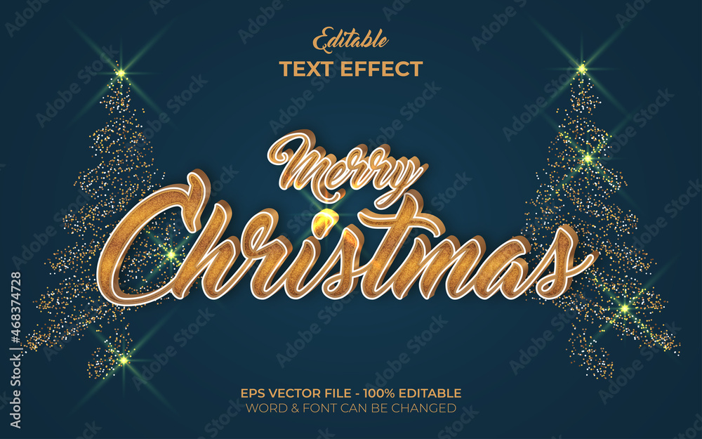 Merry christmas text effect style. Editable text effect gold glitter ...